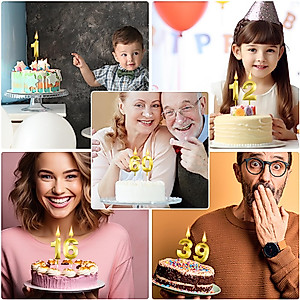 Number Candles, Birthday Candles Numbers, 60th Birthday Candles, Number Birthday Candles, Happy Birthday Cake Topper Decoration for Birthday Party Wedding Anniversary Celebration Supplies (Gold)