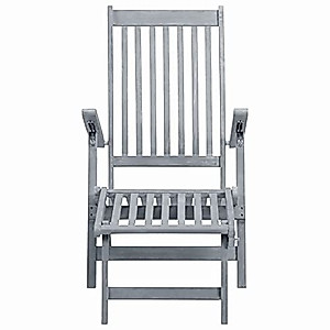 ZQQLVOO Folding Lounger, Solid Acacia Wood Deck Chair with Footrest, Acacia Steamer Deck Lounge Chair,Portable Deck Recliner for The Patio, Porch, Deck, Lawn, Garden or Home Furniture