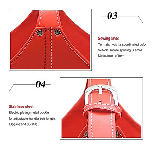 Leather Storage Basket,MDF Structure Wine Flowers Fruits Magazine Holder Rack/Bins,with Top Handle for Holiday Presents Gifts Display (Middle, Red)