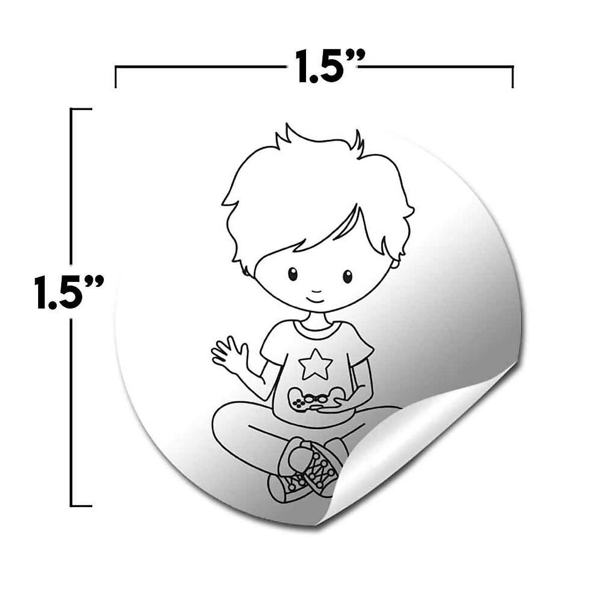 Color Your Own Game On! Video Game Themed Birthday Party Favor Sticker Labels, 90 1.5" Party Circle Stickers by AmandaCreation, for Arts & Crafts, Envelope Seals, Goodie Bags & Treats