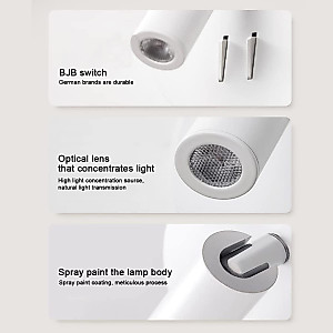 Luzden Modern Wall Mount Light Focused Bed Bedside Reading Wall Lamp with Switch LED Wall Sconce Rotatable Headboard Lights Indoor Spotlight Adjustable for Living Room,Bedroom 3+7W 3000K Black