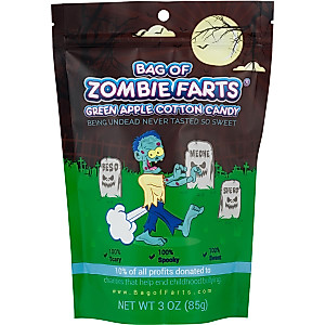 Bag Of Zombie Farts Cotton Candy Funny Novelty Gift for Unique Birthday Gag Gift for Friends, Mom, Dad, Girl, Boy Grandson Funny Christmas Stocking Stuffer, 3 ounces / 1 pack