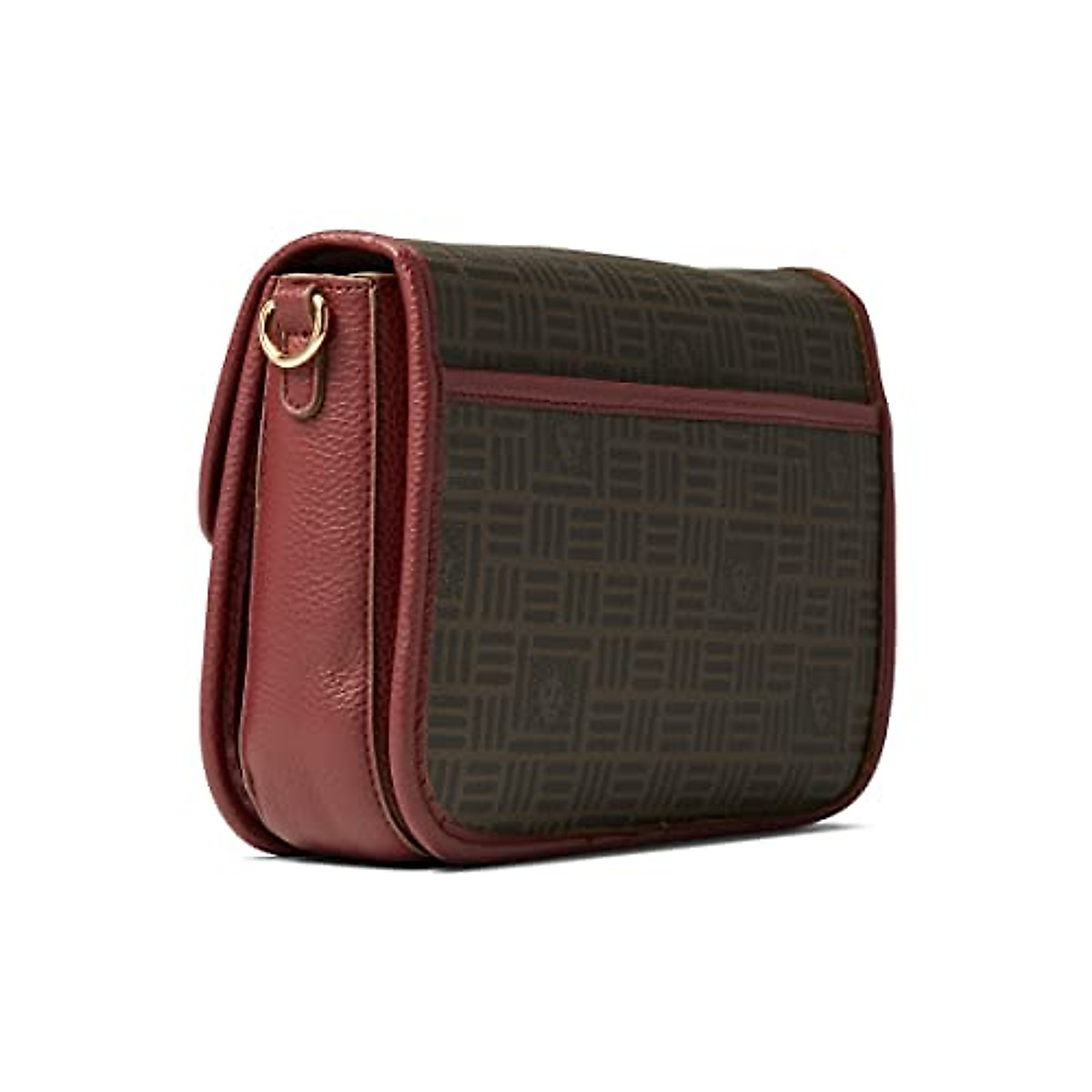 Anne Klein Womens Anne Klein horsebit flap crossbody, Milk Choc-dk Choc Print W/ Rhubarb, One Size US