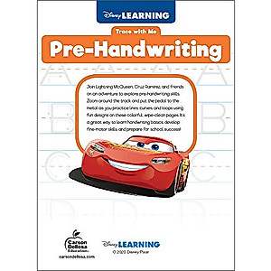 Disney Learning Cars 3 Trace With Me Pre-Handwriting Tracing Books for Kids Ages 3-5, Preschool Shapes and Letter Tracing Wipe Clean Workbook, Dry Erase Handwriting Practice Book for Kids, Pre K +