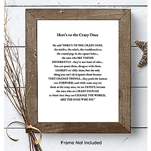 Steve Jobs Motivational Quote, Art Print, Home Decor - Inspirational Apple Wall Art Poster - Unique Room Decorations for Office, Den - Gift for Entrepreneur, Disruptor, Boss - 8x10 Photo Unframed