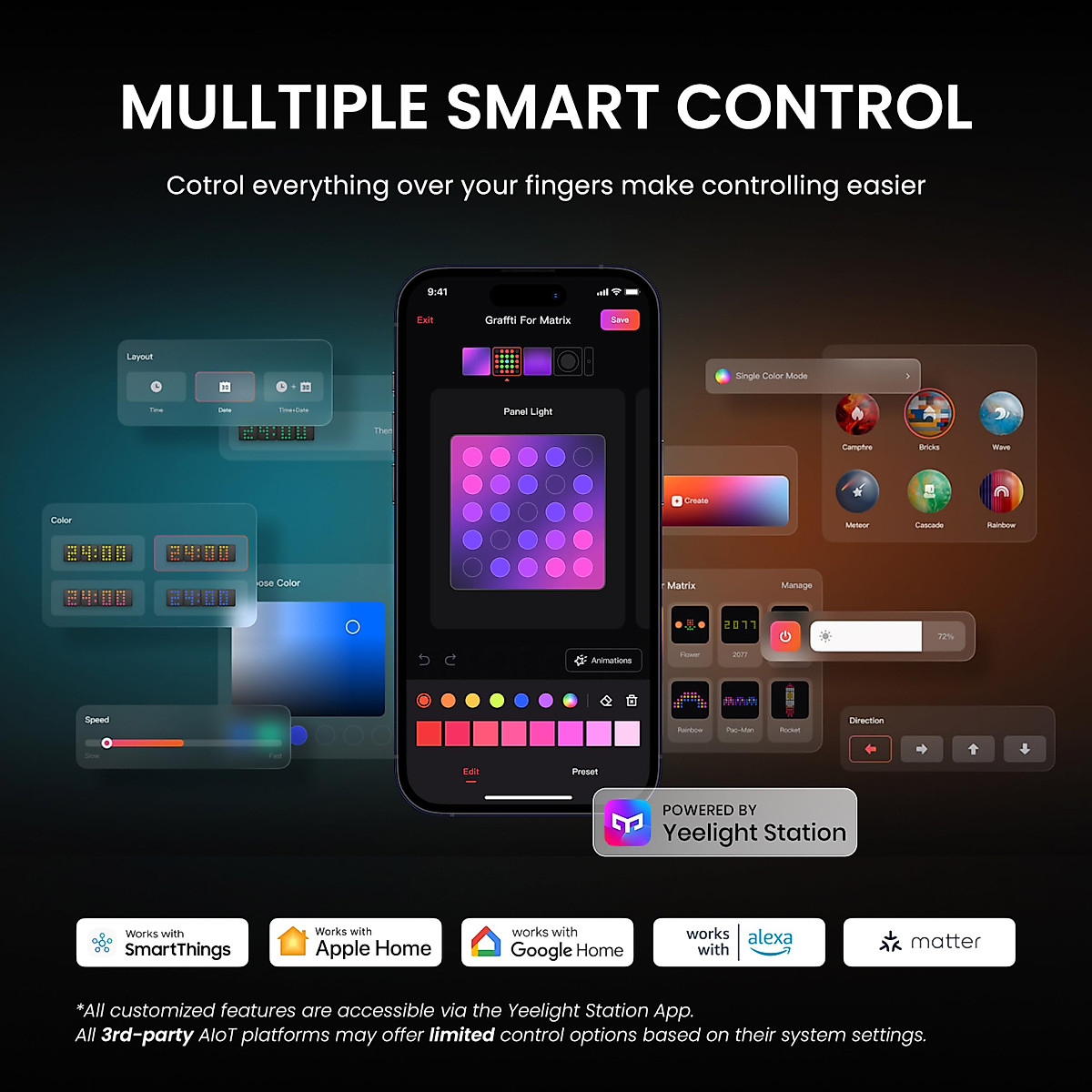 YEELIGHT Cube Smart Table Ambient Lamp, Panel Light, 16 Million Colors Option, RGBIC Individual Addressable, Dynamic Lighting, Music Flow, WiFi Connected, APP Control, Cube*1, Adapter*1