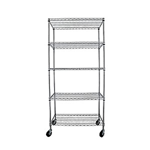 Crescent 4000 LBS 36L 18W 76H Chrome, 5 Tier Racks for Storage, Heavy Duty Wire Shelving Rack with 4" Casters