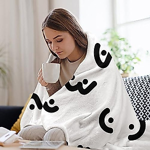 Lightweight Flannel Blanket for Men Boys, Compatible with Funny Boobs Breast White, Small Large Warmer Fall Throw Blanket, Cute Fleece Blanket for Couch Bed Sofa Chair, Queen King Size Blankets