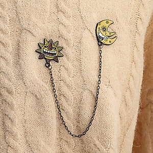 Soul Eater Anime Enamel Pins Set, Manga Cosplay Evil Sun And Moon With Black Chains Brooch Badges Lapel Pins For Backpack Collection Jewelry Accessories (Moon and Sun)