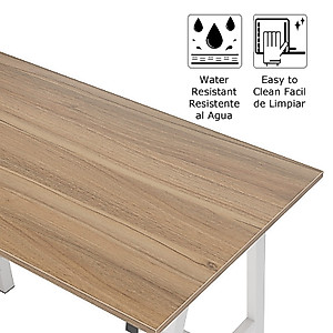 DlandHome Computer Desk with Storage Shelf, Trestle Desk, Home Office Desk/Workstation/Writing Table with Opening Shelves, Tplus (47 inches, Oak)