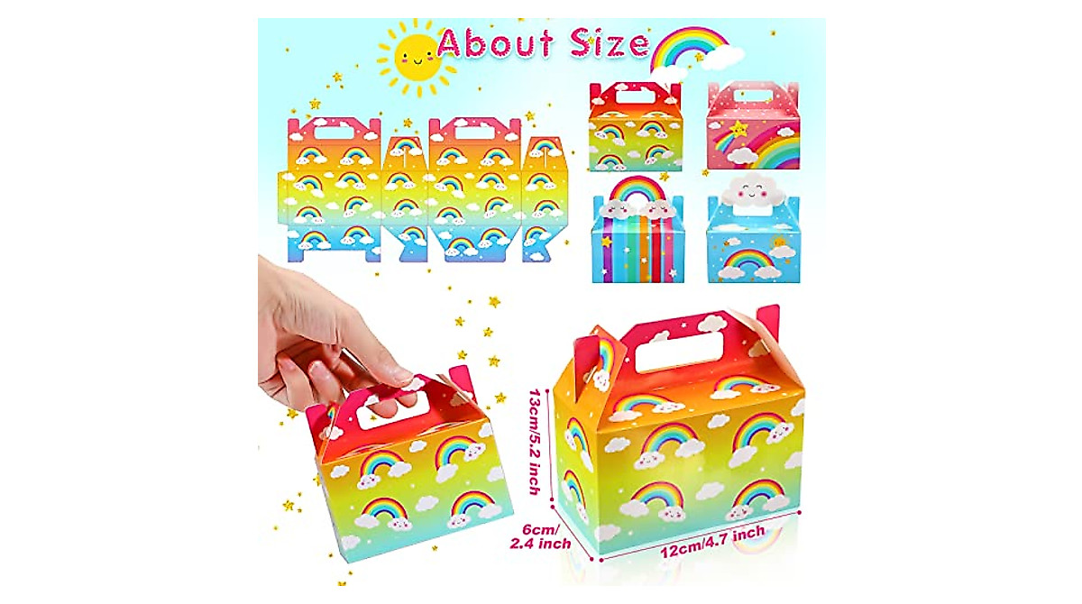Nezyo Rainbow Party Favor Boxes - 24 Colorful Treat Holders for Any Event