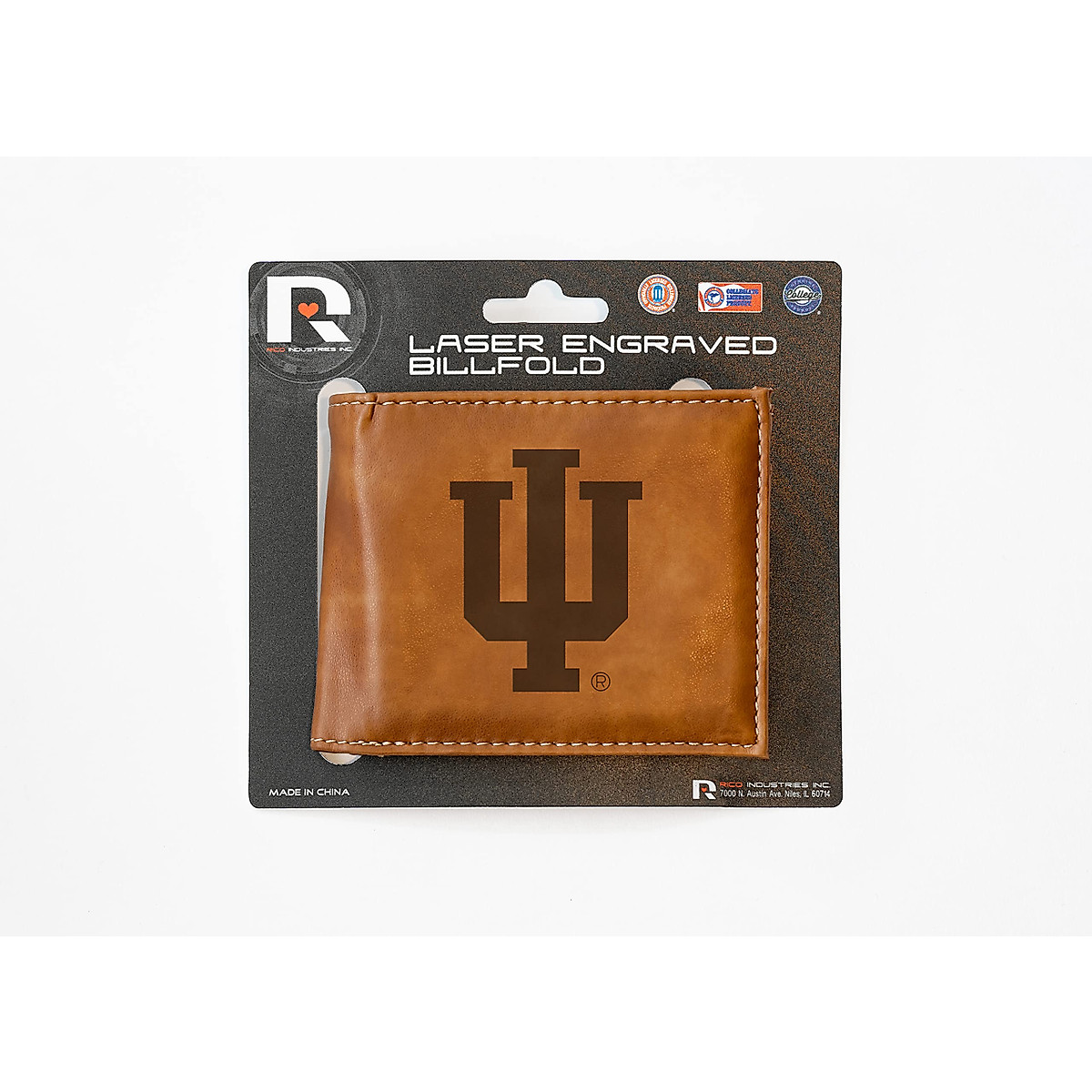 Rico Industries Indiana Hoosiers Laser Engraved Bill-fold Wallet - Slim Design - Great Gift By Rico Industries,Brown