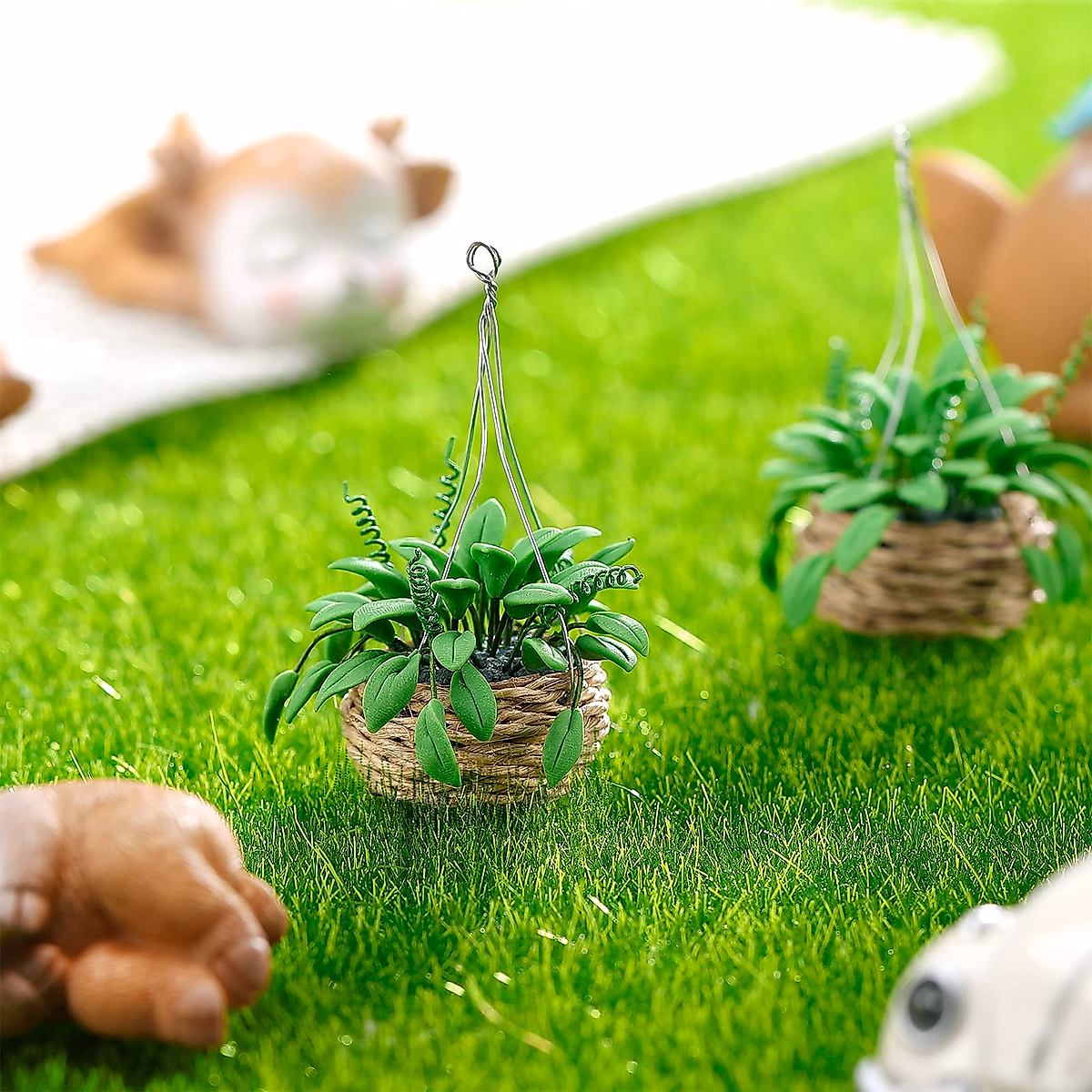 Skylety 2 Pieces 1:12 Miniature Dollhouse Plants Miniature Bonsai Plant Dollhouse Christmas Tree Mini Potted Plant Dollhouse Hanging Plant Pot Model for Toddlers Girls and Boys Toys DIY