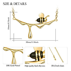 CUOKA MIRACLE Gold Bee Pendant Necklace 925 Sterling Silver Honey Pendant Necklace Bee with Dripping Honey Pendant Necklace Bumblebee Jewelry Birthday Gifts for Women