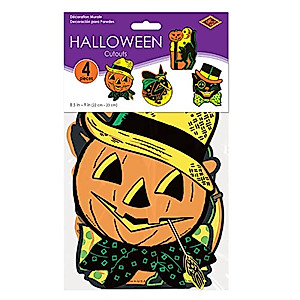 Beistle Pkgd Halloween Cutouts 8.5 inches x 9.25 inches - 2 packs of 4 cutouts