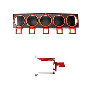 QWORK Spray Bottle Storage Rack, Aerosol Can Rack Organizer Wall Mount, Sprayer Spray/Composite Bottle Holder, Cleaning Detailing Tools Organizer, with 5 Holes and 5 Plastic Hooks