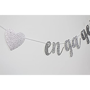 zxyxka Happy Engagement Banner, Candy/Dessert/Food/Ice Cream/Hotdog/Cupcakes/Popcorn/Drinks Table Decorations Sign for Home Party, Wedding/Engagement Party(Silver)
