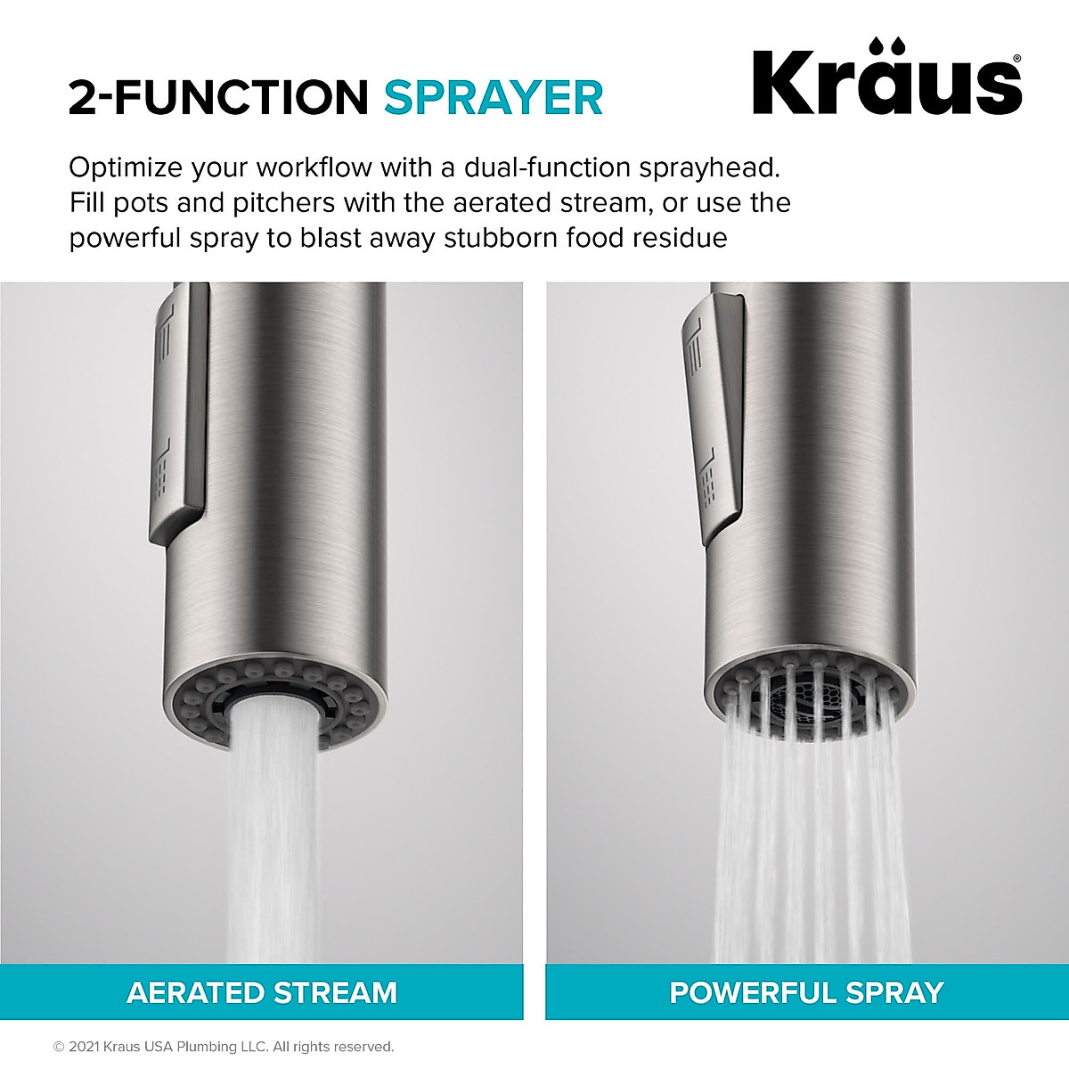 KRAUS Oletto™ Spot Free Stainless Steel Finish Dual Function Pull-Down Kitchen Faucet, KPF-2620SFS (Pack of 4)