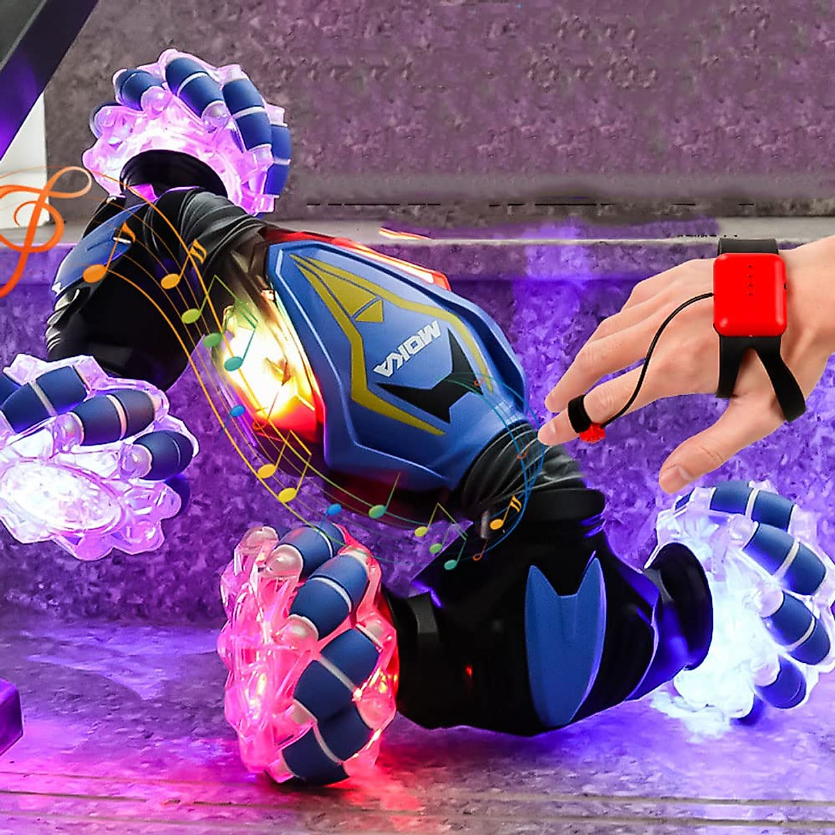 HDZXC All-Terrain Remote Control Car,RC Stunt Car,Deformable Off Road Truck,360 ° Flips Twisting Climbing Vehicle,Double Sided Rotating Race Car with Lights,for Kids