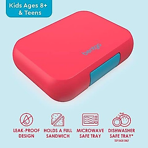 Bentgo® Pop - Bento-Style Lunch Box for Kids 8+ and Teens - Holds 5 Cups of Food with Removable Divider for 3-4 Compartments - Leak-Proof, Microwave/Dishwasher Safe, BPA-Free (Flame Red/Turquoise)
