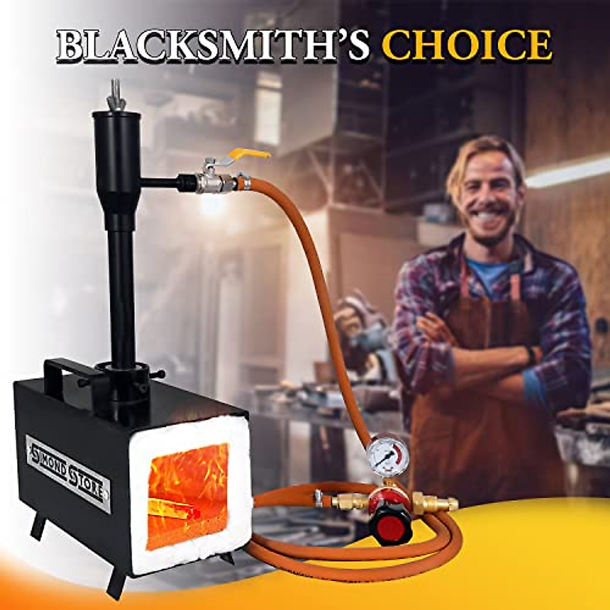 Simond Store Blacksmiths Single Burner Propane Forge with Stand for Knifemaking Farriers