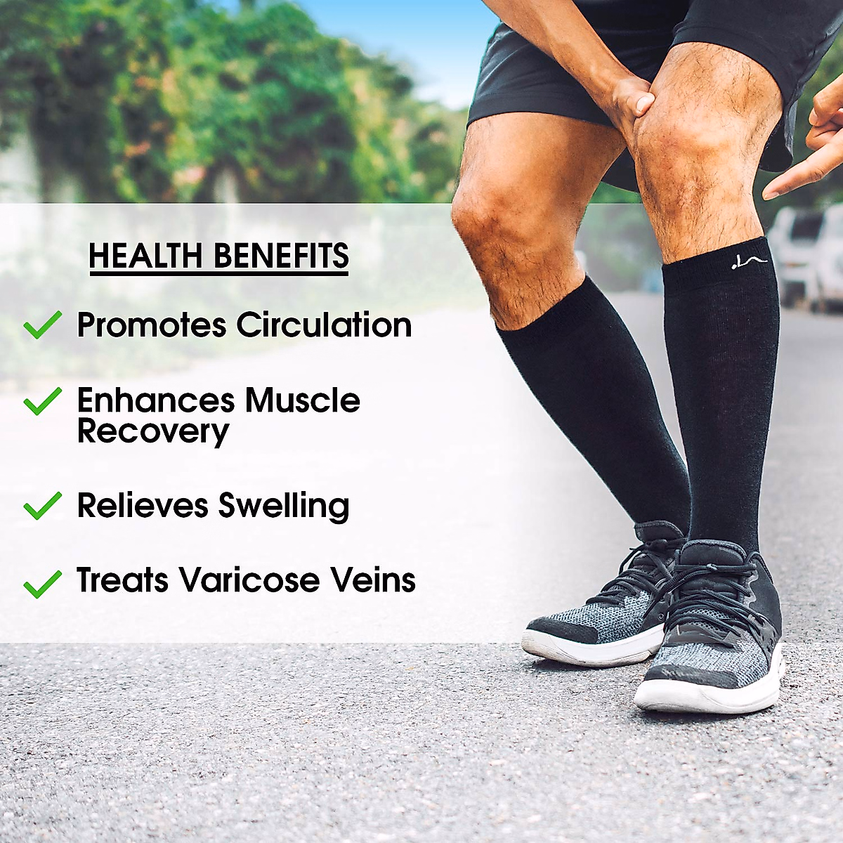 LA ACTIVE Graduated Compression Socks with Non-Slip Grips for Safety - 20-30mmHg for Women & Men - Perfect for Travel, Recovery, Medical and Maternity Support (Black, Small)