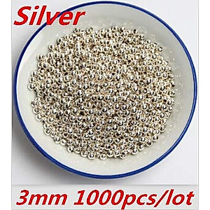 NHBT YU 3-14mm Silver Color Acrylic Imitation Pearls Beads Spacer Ball Loose Beads for Jewelry Making DIY Necklace Bracelet T725 (Color : 3mm 1000pcs)