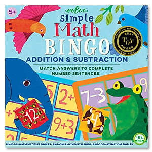 eeBoo: Simple Math Bingo Game, Addition & Subtraction, Match Answers to Complete Number Sentences, 54 Tiles Included, for Ages 5 and up