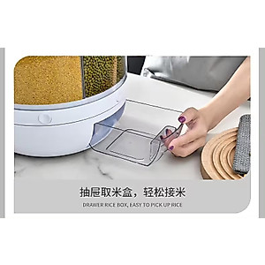 Rice Dispenser Kitchen Moisture-Proof 6-Grid Rotating Food Grain Dispenser Cereal Storage Box Rice Container Dispenser Min:10kg (10, Kilograms) Max:15kg (15 kilograms)