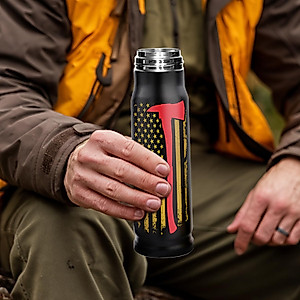 FROOBLEQUIRK Firefighter Nutrition Facts Bullet Tumbler, 17oz Firefighters Coffee Tumbler, Firemen Tumblers For Men - Firefighter Graduation Gifts, Christmas Gift For Men Dad Grandpa Husband Fireman