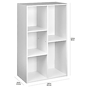 Amazon Basics 5-Cube Organizer Bookcase, White, Solid, 19.5 x 9.4 x 31.5 inch