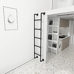 ZSPINJIA Ladders for Egress Basement Window Well Covers Outside,Small Escape Ladder for Fire Emergency Home Safety,Wrought Iron Loft Ladder for High Bed