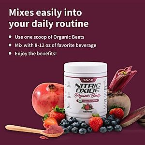 Snap Supplements USDA Organic Beet Root Powder, 3-in-1 Nitric Oxide Supplement, Support Healthy Blood Circulation, 250g (Mixed Berry)