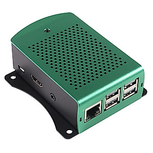 ALAMSCN Raspberry Pi 3 Metal Case, RPi 3 Aluminium Case Protective Shell Box Wall Mounted Enclosure with Dual Cooling Fan Heat Sink for Raspberry Pi 3 B+ RPi 3 RPi 2B+ RPi 2 B Green