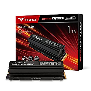 TEAMGROUP T-Force CARDEA A440 Pro Aluminum Heatsink 1TB with DRAM SLC Cache 3D TLC NAND NVMe PCIe Gen4 x4 M.2 2280 Gaming Internal SSD Works with PS5 Read/Write 7,200/6,000 MB/s TM8FPR001T0C128