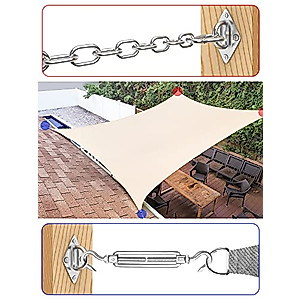 TooTaci Sun Shade Sail Hardware Kit with Chains 1M× 4pcs,Heavy Duty Shade Sail Hardware Kit Rectangle 6 inch with Stainless Steel Hanging Chains 1/8 for Sun Sail Installation,Outdoor Canopy,Pergola