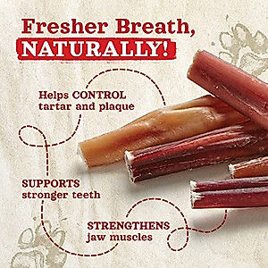 Natural Farm Odor-Free Bully Sticks (6 Inch, 15 Pack), Single Ingredient: 100% Beef Chews, Grass-Fed, Non-GMO, Grain-Free, Fully Digestible Treats for Puppies, Small or Senior Dog