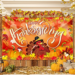 Large Thanksgiving Banner Decorations Outdoor 72x44 Inch,Turkey Maple Leaf Pumpkin Decorations Gifts for Indoor Home House Decor Party Supplies,Yard Sign Background for Photography