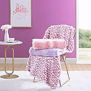 Betsey Johnson- Throw Blanket, Ultra Soft Faux Fur Home Décor, All Season Bedding (Betseys Leopard Purple, 50 x 60)
