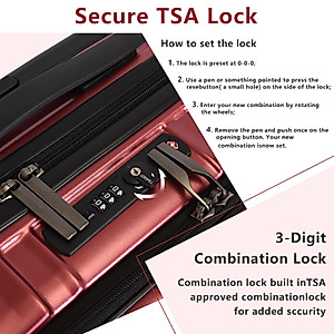 TydeCkare Carry On 55x35x23cm Cabin Luggage 20 Inch with Front Compartment for 15.6" Laptop, Lightweight ABS+PC Hardshell Suitcase with TSA Lock, 4 Spinner Silent Wheels