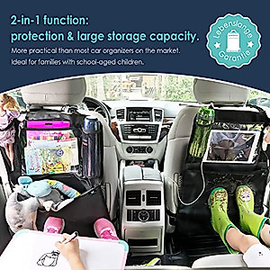 Termichy Car Seat Back Organizers, Kick Mat Seat Back Protector with Multi Pockets Clear Holder Water proof Material