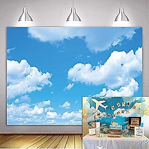 GYA 7x5ft Blue Sky White Clouds Photo Background Sunshine Sky Clouds Theme Photography Backdrop Photo Booth Wedding Party Decor Background Studio Props Vinyl