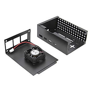 RICHEN Raspberry Pi 4 Case, Pi 4B Metal Case,Raspberry Pi 4 Model B Protective Metal Case with Cooling Fan and 3PCS Aluminum Heatsinks Compatible with Raspberry Pi 4B Computer Only (PI4B-CFH)