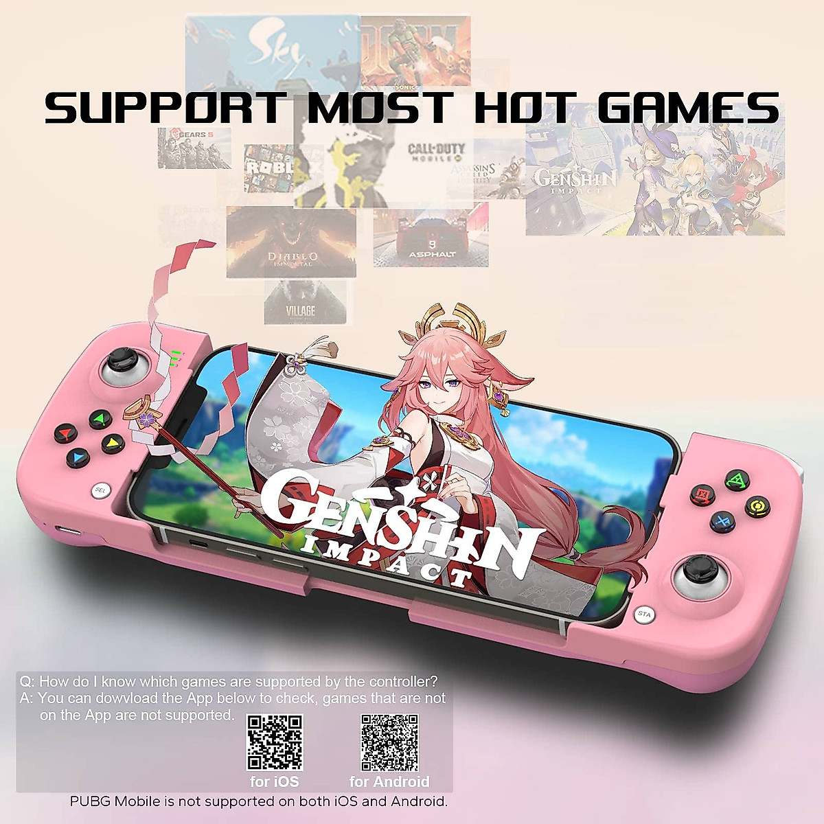 arVin Mobile Game Controller for Samsung Galaxy S23/S22/S21 Ultra, TCL, Tablet, Android Wireless Gamepad for iPhone 15/14/13/12, iOS, iPad, MacBook, PC Gaming Joystick with Back Button, Direct Play