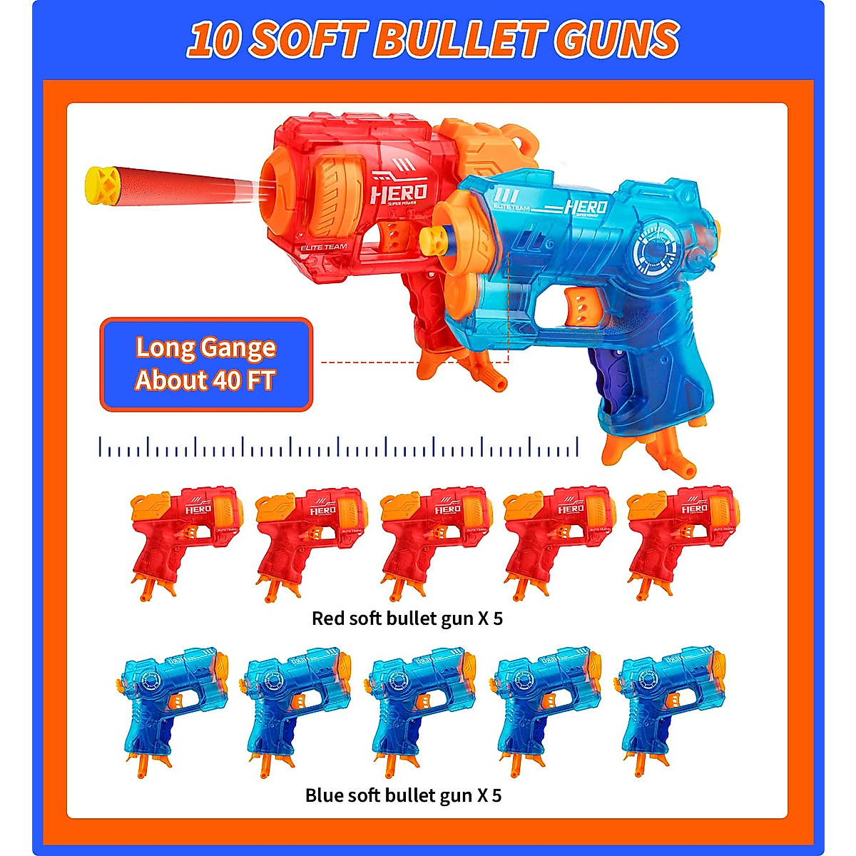 Banvih 10 Small Gun Set for Nerf Party Supplies and Favors, Suitable for Boys' Birthday Bulk Nerf War Party Pack Bundle - Equipped: 10 Mini Pistol Blasters, Goggles, Masks, Wristbands, 200 Foam Darts
