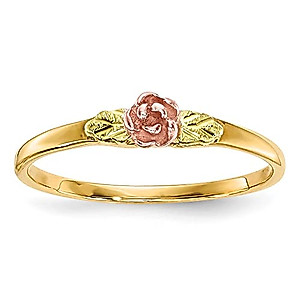 10K Tri Color Black Hills Gold Rose Flower Ring Size 7