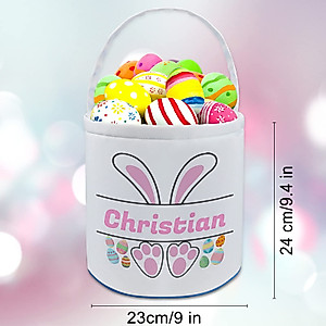 Personalized Easter Basket Custom Buny Baskets with Name Canvas Easter Bucket with Handle Gifts Easter Decor