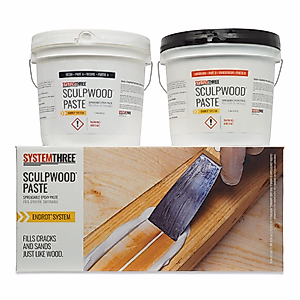 System Three SculpWood Paste Epoxy Wood Filler, 2 Gallon, Brown