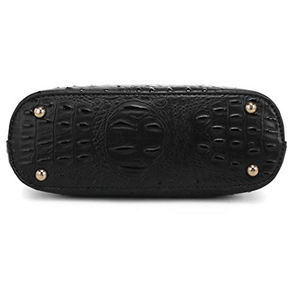 SG SUGU Crocodile Pattern Lightweight Medium Dome Crossbody Bag Shoulder Bag with Tassel | Black