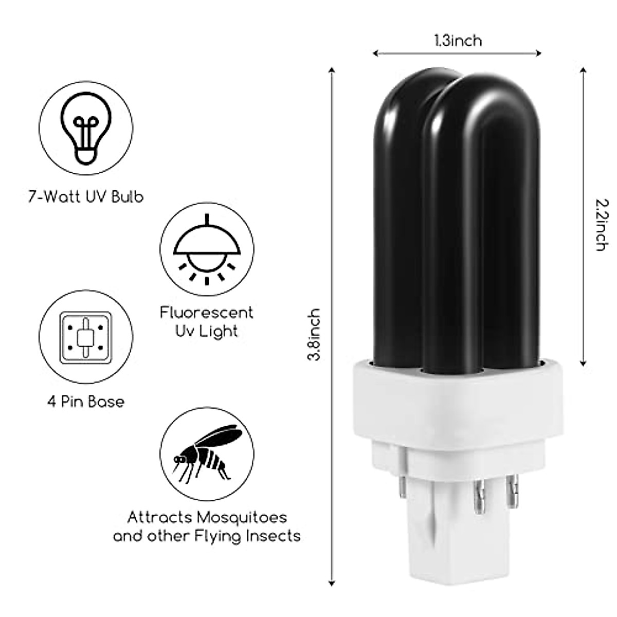 4 Pack Bug Zapper Replacement Bulbs 41050 Mosquito Zapper Bulbs for DynaTrap DT1050 DT1100 DT1250, 1/2 Acre Trap Replacement Light Bulb Mosquito Killer Lamp